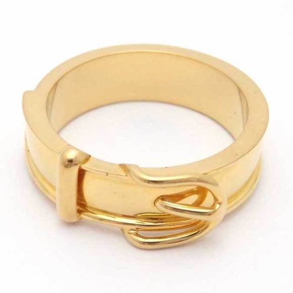 Hermes | Jewelry | Hermes Hermes Scarf Ring Belt Motif Metal Gold ...